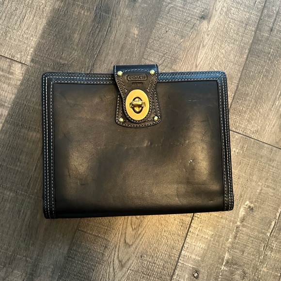 Coach | Accessories | Coach Leather Legacy Turnlock Black Agenda ...